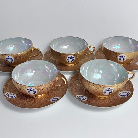 Art Deco | Art | 5 Vintage Gold Encrusted Lusterware Cup Saucer Sets ...